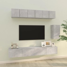 6dílný set TV skříněk betonově šedý kompozitní dřevo 3114617