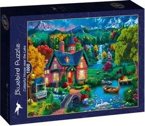 BLUEBIRD Puzzle Barevný dům u jezera / 1000 dílků / 69 x 47,8 cm