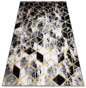 Dywany Luszczow Kusový koberec 3D GLOSS 409A 82 Krychle černý / zlato / šedá Rozměr koberce: 140 x 190 cm
