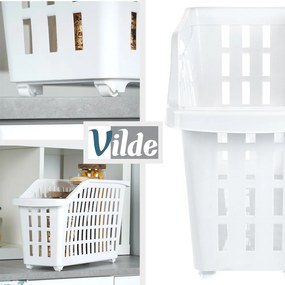 VILDE Úložný box, s kolečky, atypicky úzký, bílý, Vila, 13l, 46 x 18 x 26 cm