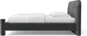 Tmavě šedá čalouněná dvoulůžková postel s roštem 180x200 cm Vera – Micadoni