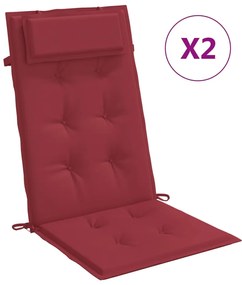 Podušky na židli s vysokým opěradlem 2 ks vínové látka oxford - Default Title