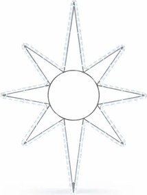Easy Fix 2D LED světelná hvězda X., 82 × 125 cm, ledově bílá, závěsná, hliník