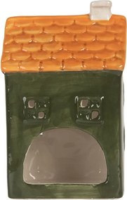 Zelený keramický domek na čajovou svíčku Lamont - 9*8*15 cm