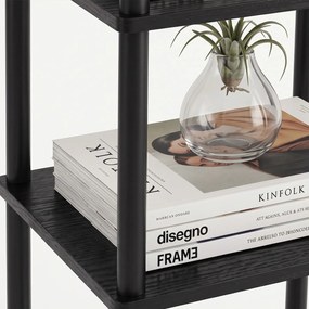 Toolight Toolight, JNH050-1F, stojací lampa s poličkami a jutovým stínítkem 157 cm, 1× E27, černá, 58349