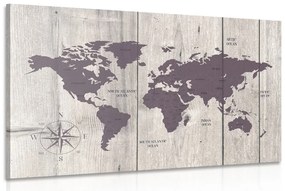 Obraz hnědá mapa na dřevěném pozadí - 120x80 cm