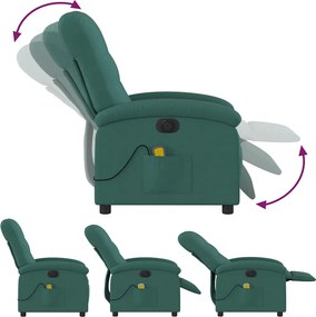 Elektrické masážní polohovací křeslo tmavě zelené textil 3204086