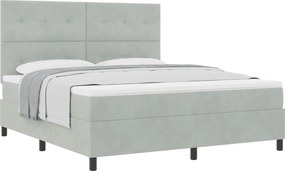 Postel s boxspringem s čelo Světle šedá 180 x 200 cm samet 3339848