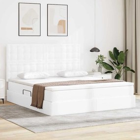 Postel s úložným prostorem Úplně bílá 180 x 200 cm Umělá kůže 3371678
