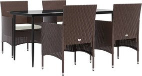 5dílný zahradní jídelní set s poduškami hnědý a černý 3156628
