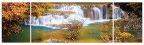 Obraz - Vodopády Huay Mae Khamin, Thajsko (170x50 cm)