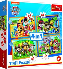 Puzzle trefl puzzle tlapková patrola: prázdniny 4v1 (35,48,54,70 dílků)
