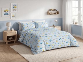 Dětské bavlněné povlečení MINI TRUCKS modré, 100% bavlna Rozměr povlečení: 70 x 90 cm | 140 x 200 cm