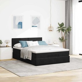 Osmanský rám postele s matrací černá 140x190cm samet 3311701