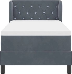 Postel s boxspringem s čelo Tmavě šedá 80 x 200 cm samet 3340305
