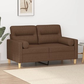 2místná pohovka s polštáři hnědá 120 cm textil 3200816