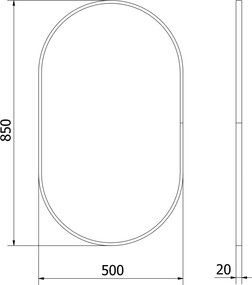 Mexen Loft, oválné koupelnové zrcadlo 85 x 50 cm, barva rámu zlatá lesklá, 9851-085-050-000-50