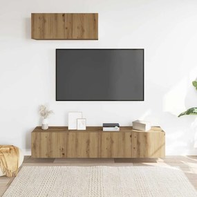 Sada 3 kusů nástěnné TV skříňka dub artisan kompozitní dřevo 3329004