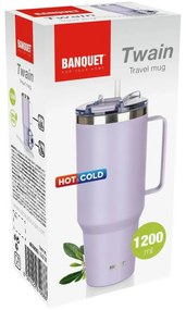Banquet Termohrnek nerezový s uchem Twain 1200 ml, lila