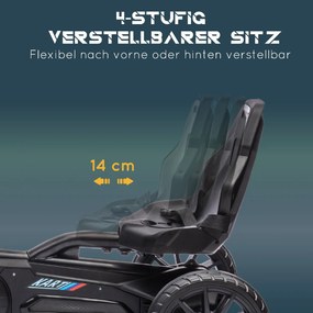 HOMCOM Dětský Go-Kart s Pedály a Ruční Brzdou, Nastavitelným Sedadlem, Přeřazovacím Mechanismem, Dětské Vozidlo s EVA Koly pro Děti ve Věku 3-8 Let
