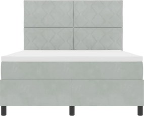 Postel s boxspringem s čelo Světle šedá 140 x 200 cm samet 3339902