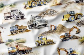 Bavlněné prodloužené povlečení Stavební stroje Velikost: 140 x 220 + 70 x 90