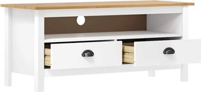 TV stolek Hill bílý 110 x 40 x 47 cm masivní borové dřevo 288926