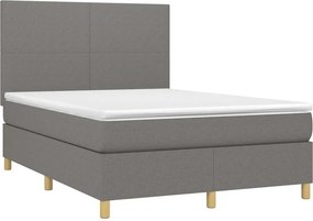 Box spring postel s matrací a LED tmavě šedá 140x200 cm textil 3135278