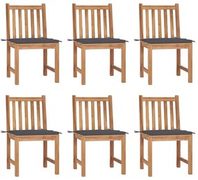 Zahradní židle 6 ks s poduškami masivní teak 3073115