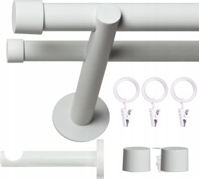 Garnýž Dvojitá 400 CM 19 MM Tiché Žabky Garnýž Černá Matná Bílá