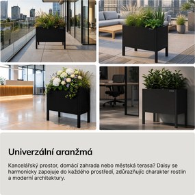 Malý černý kovový obal na květináč: DAISY 400 x 350 x 250 mm