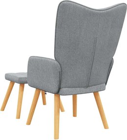 Relaxační křeslo se stoličkou světle šedé textil 327930