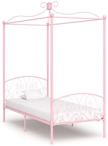 Rám postele s nebesy růžový kovový 90 x 200 cm 284486