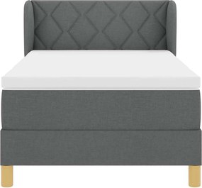 Postel s boxspringem s čelo Tmavě šedá 90 x 200 cm textil 3340256