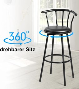 Costway Barové židle 2 otočné o 360° vyrobené z ocelových trubek a silných