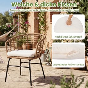Costway 3-dílný set ratanového zahradního nábytku bistro set pro 2 osob