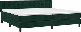 Box spring postel s matrací tmavě zelená 200x200 cm samet 3131222