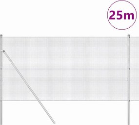 Zemní upevnění svařované drátěné ploty 25 x 1,2 m Stříbrná 3351611