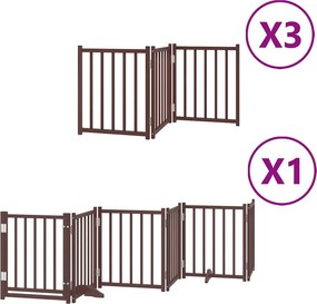 Zábrana pro psy s dvířky skládací 15 panelů hnědá 750 cm topol 3155717
