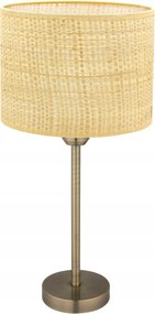 Noční Lampa Stolní Rattan Saténová Patina 43 cm E27