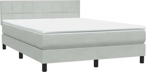 Box spring postel s matrací a LED světle šedá 160x210 cm samet 3316887