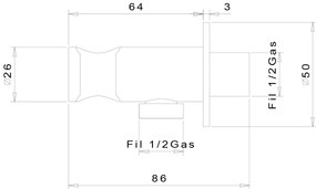 Sapho, Držák sprchy kulatý, pevný, s vyústěním, černá matná, SG203NE