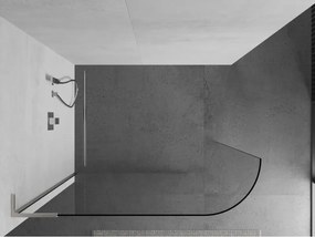 Mexen Kioto L, sprchová zástěna Walk-In 80 x 200 cm, 8mm čiré sklo, broušená ocel profil, 800-080-103-97-06