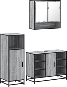 3dílný set koupelnového nábytku šedý sonoma kompozitní dřevo 3301003