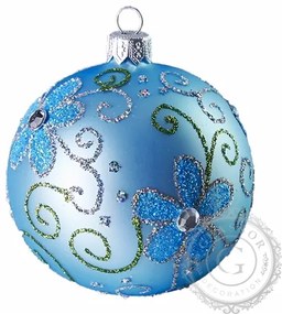 Vánoční koule modrá květy