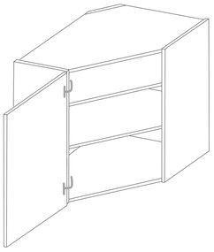Horní rohová skříňka SOPHIA - 60x60 cm, bílá / dub artisan