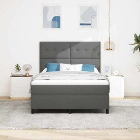 Postel s boxspringem s čelo Tmavě šedá 140 x 190 cm textil 3339386
