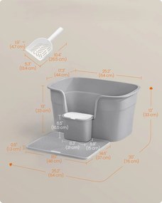 Kočičí toaleta Sofis 64 cm šedá