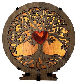 Li-Go "Strom života s achátovým srdcem" lampa 20x22 cm provedení povrchu: dub