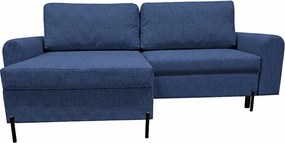 Rohová rozkládací sedací souprava do L PORTINE, 245 cm, s úložným prostorem Roh pohovky: Levý roh, Barva látky Sawana: Tmavě modrá (Sawana 80)